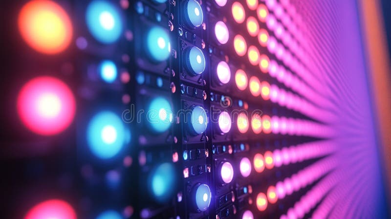 Colorful LED Wall Display with Vibrant Lights Stock Illustration ...
