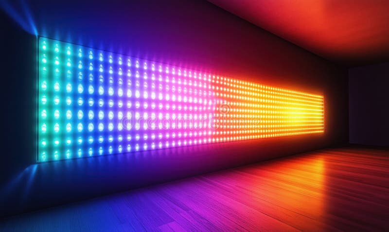Colorful LED Wall Display with Vibrant Lights Stock Image - Image of ...