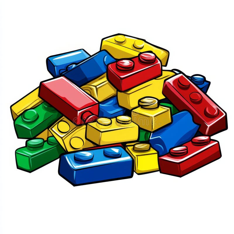Colorful Lego Bricks Clipart on White Background Stock Illustration ...