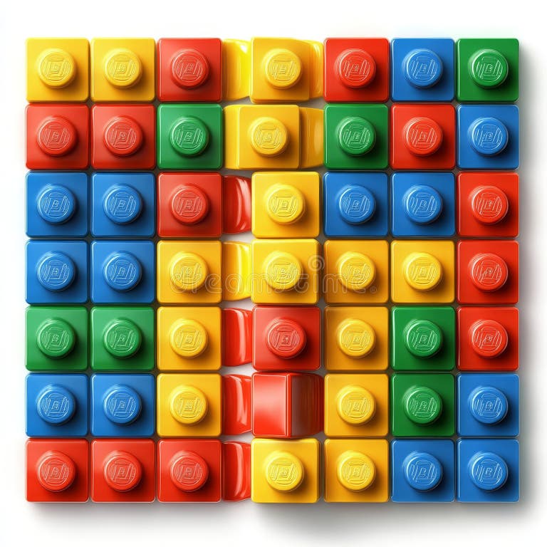 Colorful Lego Bricks Pattern on White Background Stock Illustration ...