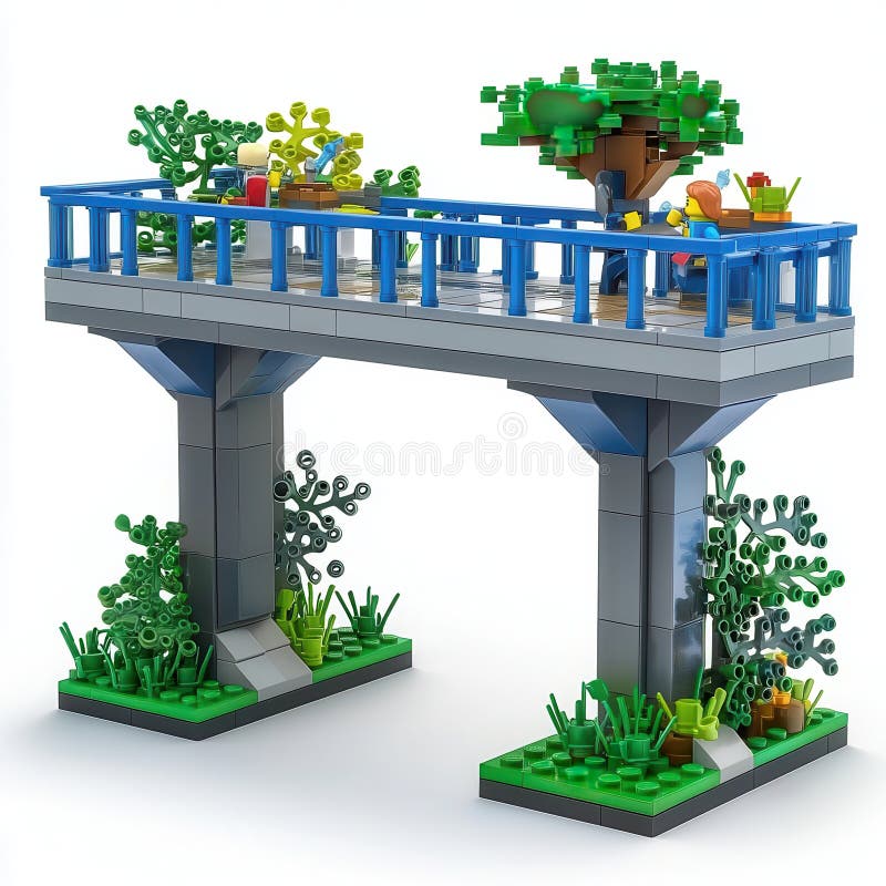 A Colorful LEGO Bridge Surrounded by Greenery and Trees, Designed for ...