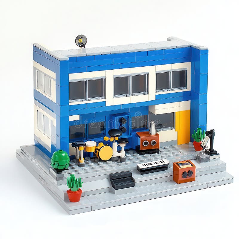 A Colorful LEGO Building Featuring a Music Studio with Instruments and ...