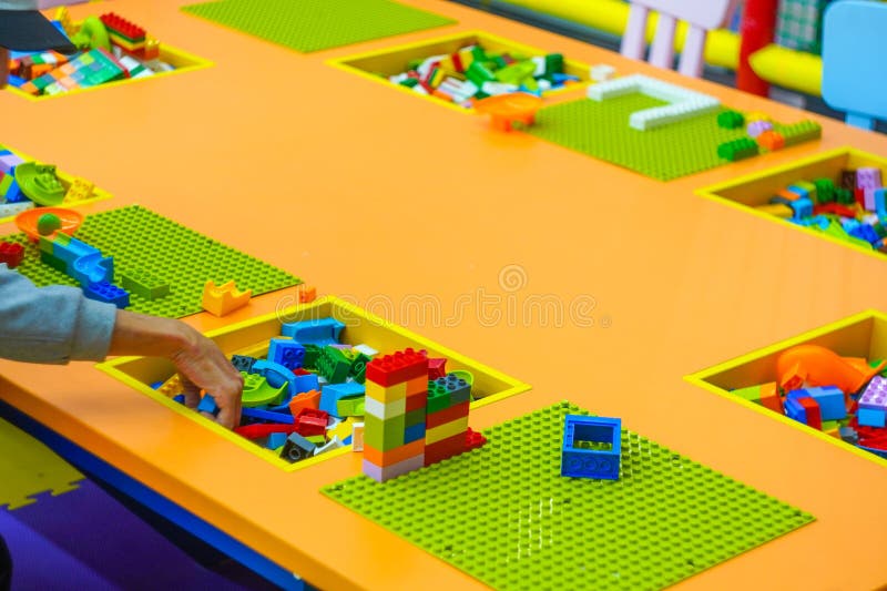 Colorful Lego Building Table Stock Photo - Image of arrangement ...