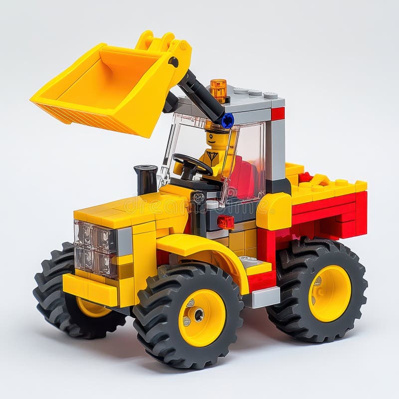 A Colorful LEGO Model of a Tractor with a Front Loader, Designed for ...