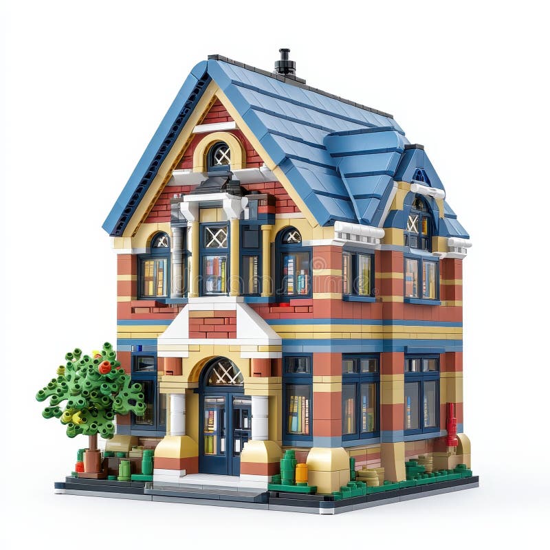 A Colorful LEGO-style House Model Showcasing Architectural Design and ...