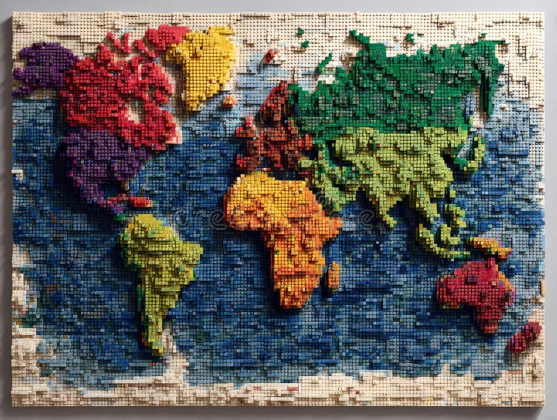 A Colorful Lego World Map is Displayed, with Continents Outlined in ...