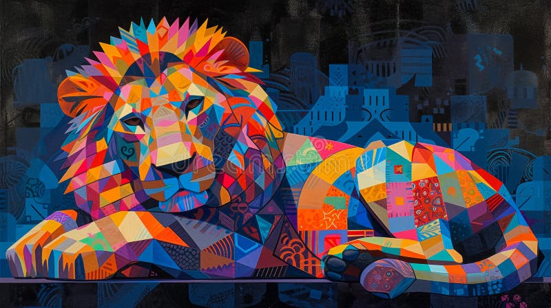 A Colorful Leon, Painted with Colorful Geometric Patterns, is Painted ...