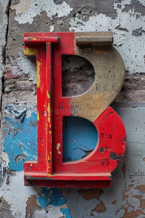 A Colorful Letter B Painted on a Brick Wall Stock Image - Image of ...