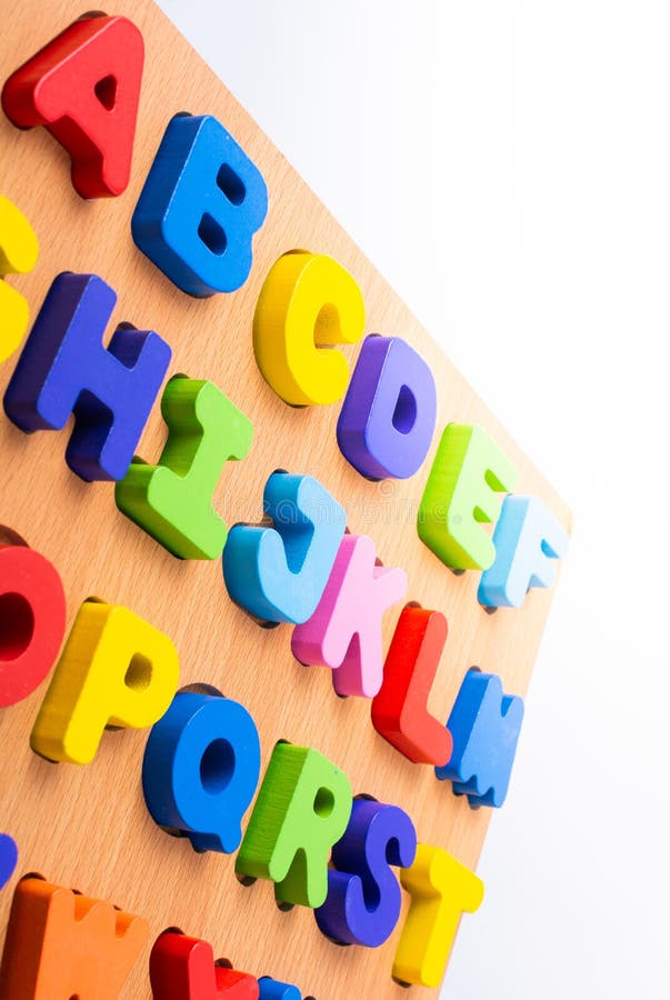 Colorful Letter Blocks on Board on White Stock Image - Image of ...