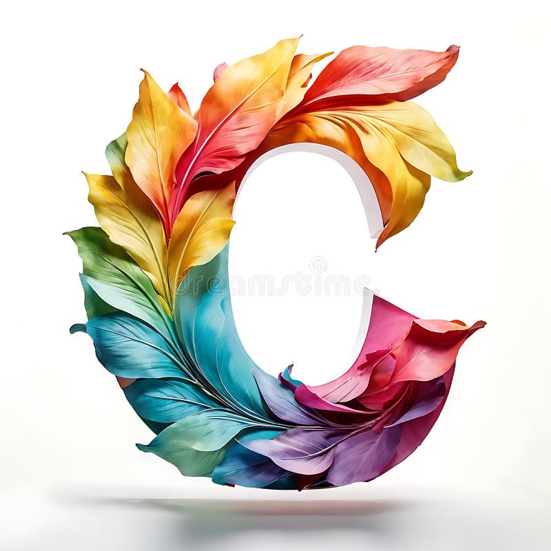 Colorful Letter C with Abstract Leaves Stock Illustration ...