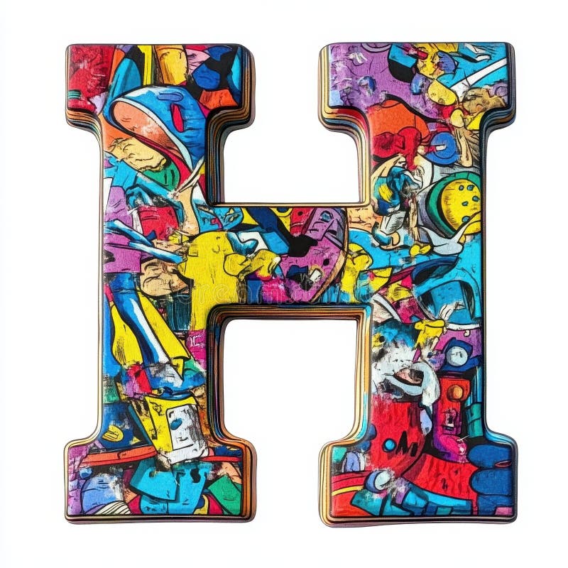 Colorful Letter "H" Filled with Vibrant, Abstract Illustrations and ...