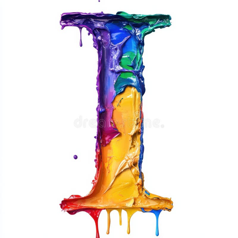 A Colorful Letter "I" Made of Dripping Paint, Showcasing Creativity and ...