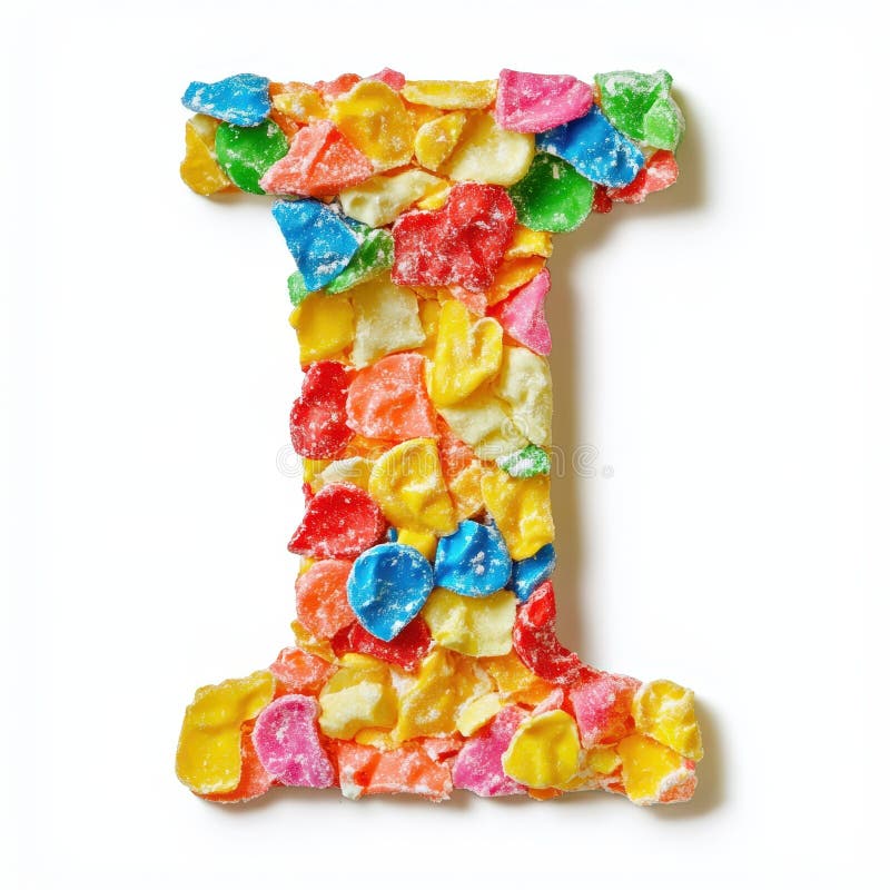 Colorful Letter I Made from Vibrant, Crushed Candy Pieces Stock ...