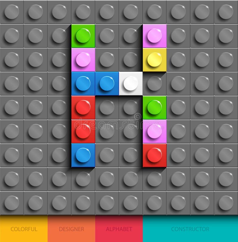 Colorful Letter K from Building Lego Bricks on Gray Lego Background ...
