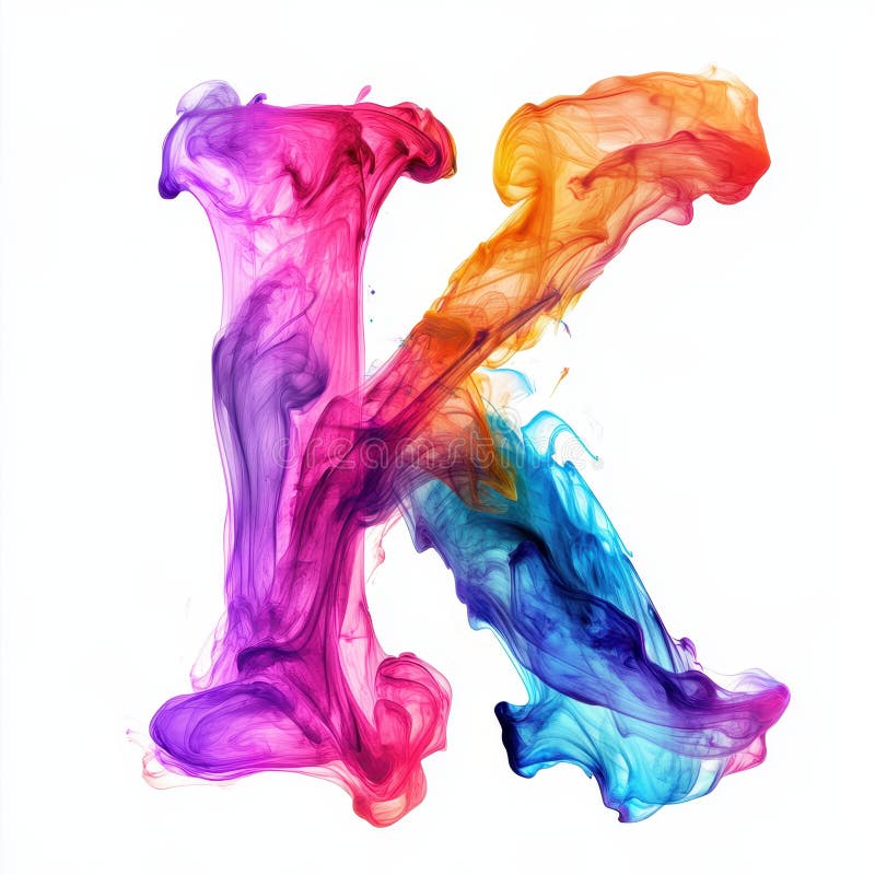 Colorful Letter K Made of Vibrant Swirling Ink or Paint Stock ...