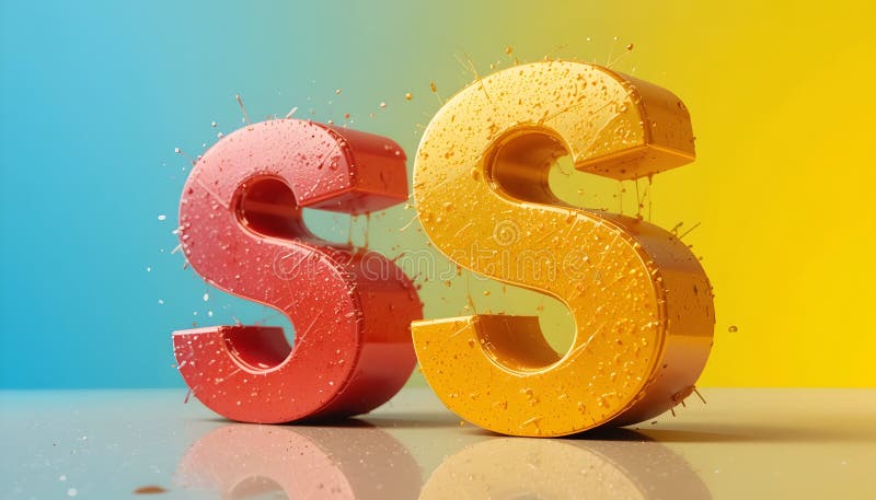 Colorful Letter S Display Two Dimensional Design on Reflective Surface ...