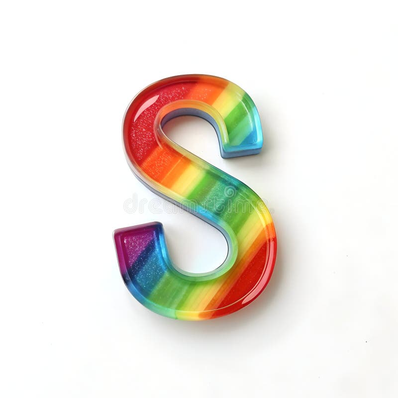 Colorful Letter S with Multicolored Glass Effect Isolated on White ...
