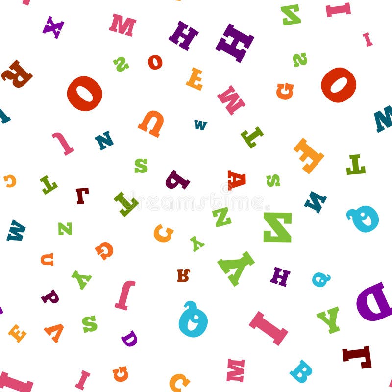 Colorful Letter Seamless Pattern on White Background Stock Vector ...