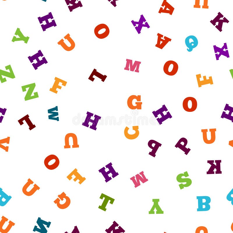 Colorful Letter Seamless Pattern on White Background Stock Vector ...