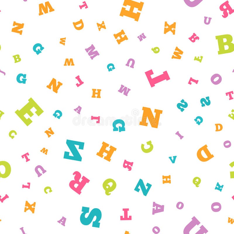 Colorful Letter Seamless Pattern on White Background Stock Vector ...