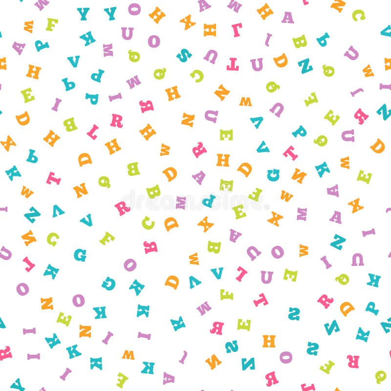 Colorful Letter Seamless Pattern on White Background Stock Vector ...