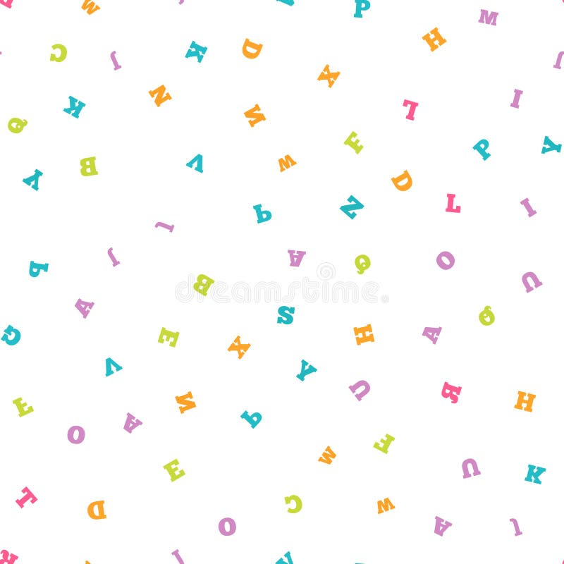Colorful Letter Seamless Pattern on White Background Stock Vector ...