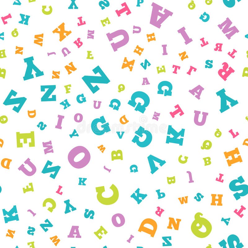 Colorful Letter Seamless Pattern on White Background Stock Vector ...