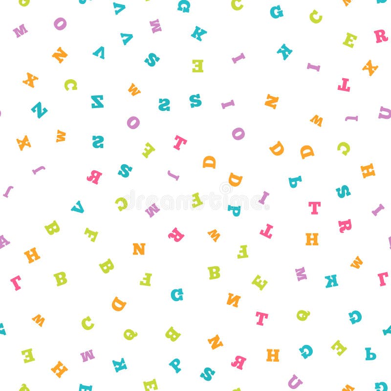 Colorful Letter Seamless Pattern on White Background Stock Vector ...