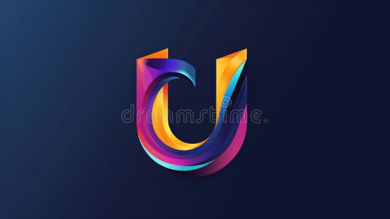 Colorful Letter U Isolated on a Dark Background, Great for Designing ...