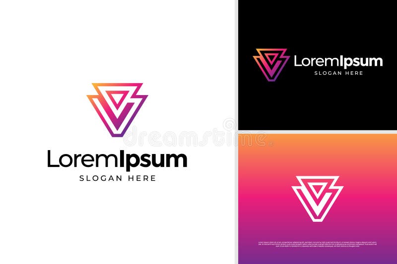 Colorful Letter V Line Logo Design, Initial V Geometric Logo Vector ...