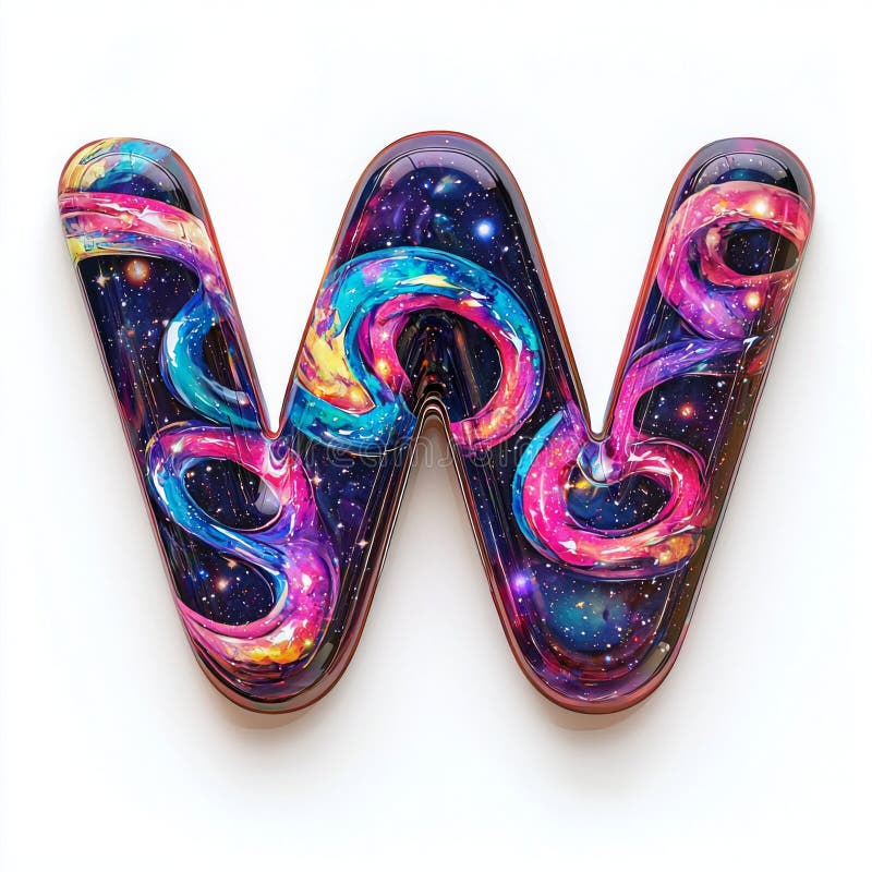 Colorful Letter W Shaped Cosmic Infinity Plain White Background ...
