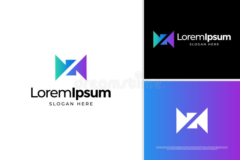 Colorful Letter Z Geometric Shape with Negative Space Style Logo Vector ...