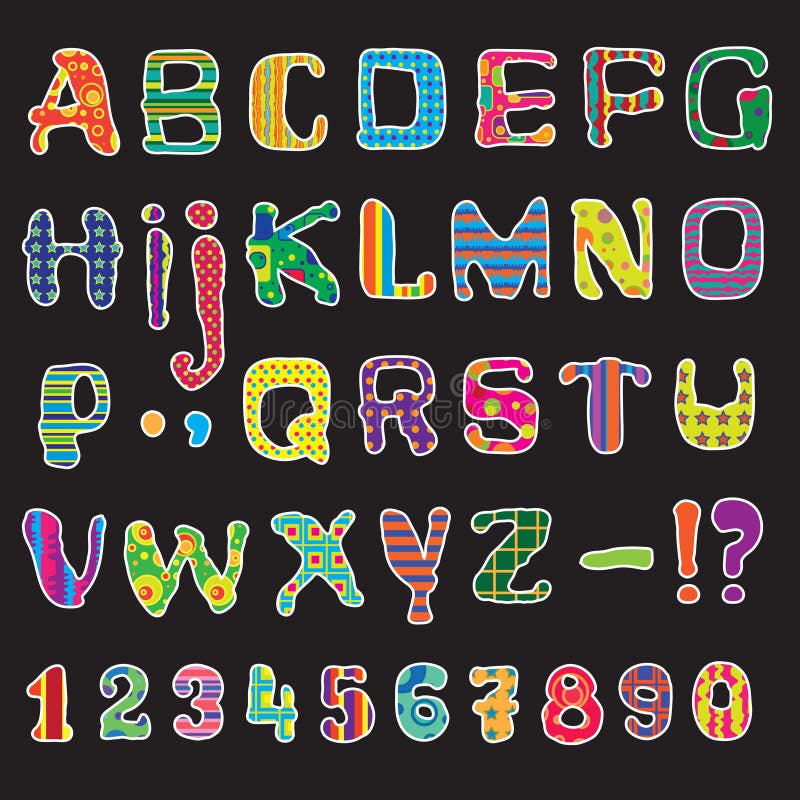 Comic Retro Letters Set. Alphabet Letters and Numbers in Style of ...