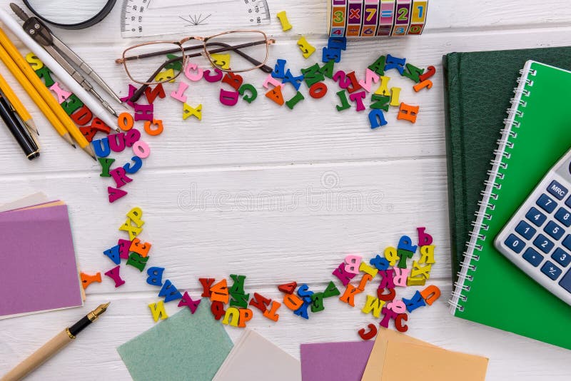 Colorful Letters of Alphabet on the Table Stock Image - Image of text ...