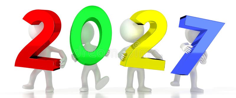 2027 - Colorful Letters - 3D Illustration Stock Illustration ...