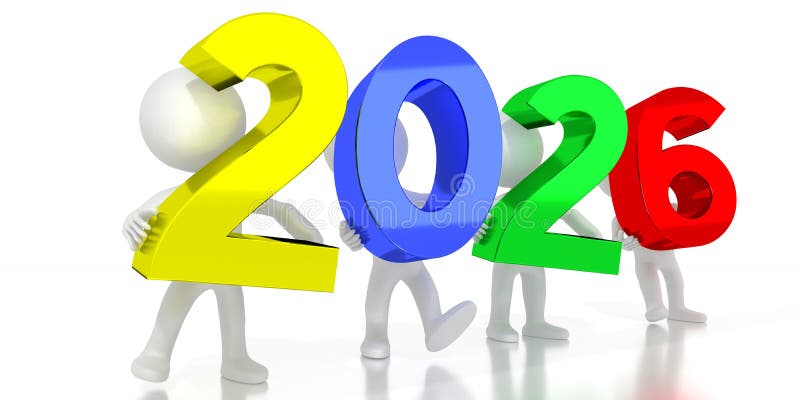 2026 - Colorful Letters - 3D Illustration Stock Illustration ...