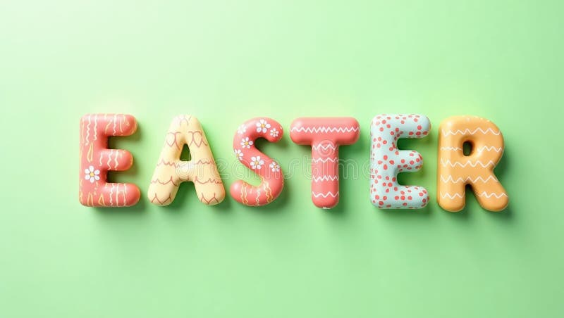 Colorful Letters Form the Word Easter on a Soft Green Background. Each ...