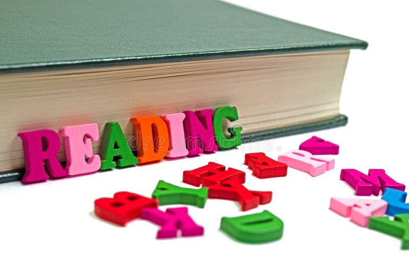 Colorful Letters in Front of a Book Stock Image - Image of literature ...