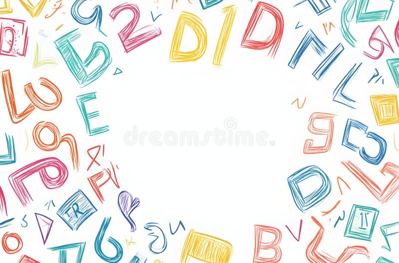Colorful Letters and Numbers Arranged in a Playful Pattern, Creating a ...
