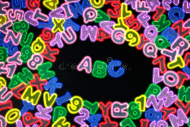 Colorful Letters and Numbers with Zoom Effect Stock Image - Image of ...