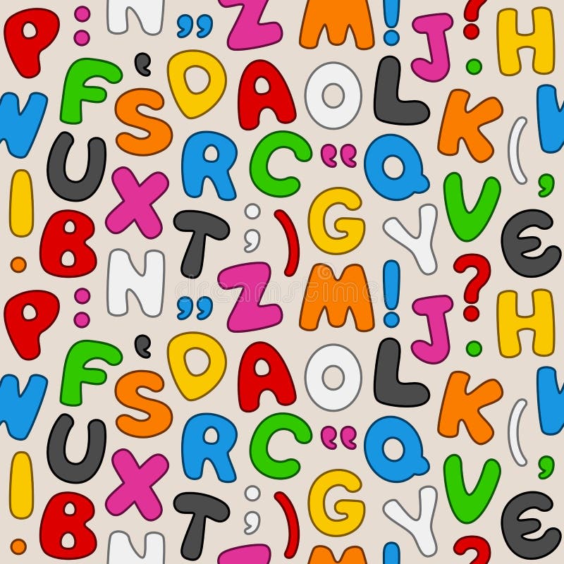 Colorful Letters Seamless Pattern Stock Vector - Illustration of ...