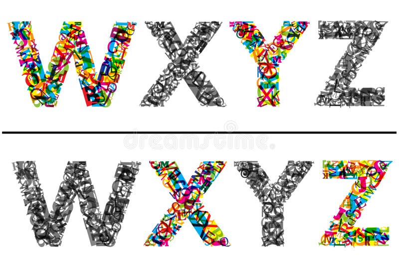 Complete Set Colorful Patterned Alphabet Letters Stock Vector ...