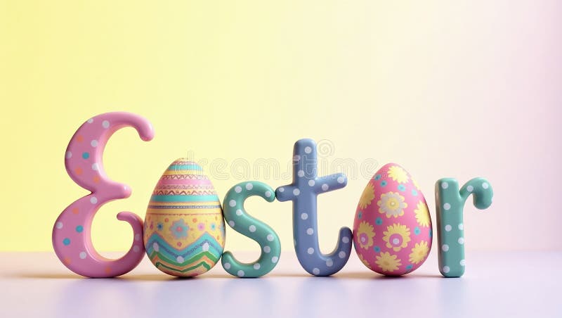 Colorful Letters Spelling Easter are Displayed Alongside Decorative ...