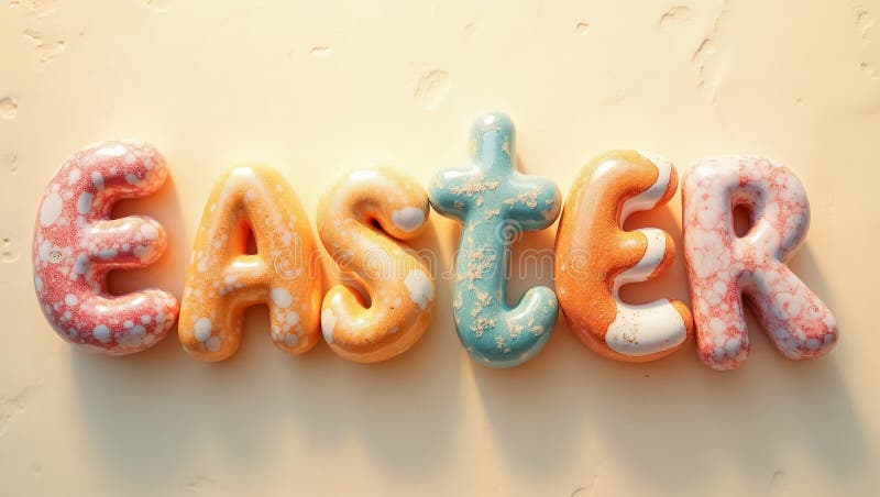 Colorful Letters Spelling Easter are Displayed on a Light Surface ...