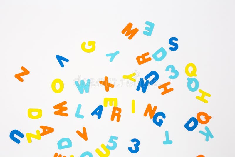 Colorful Letters on White Background, Learning or Study Concept Stock ...