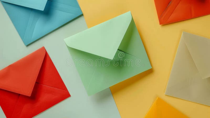 Colorful Levitating Paper Envelopes on Gradient Backdrop with Clean ...