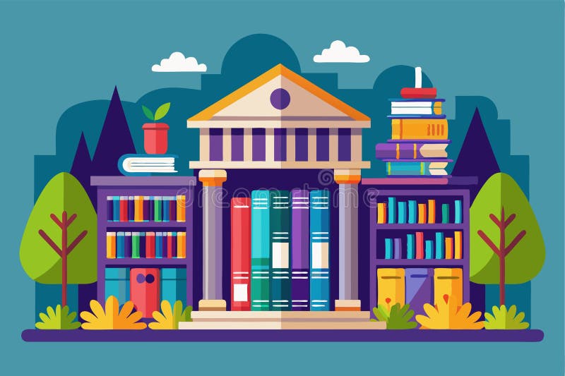 A Colorful Library Design Showcases Oversized Books and Custom Features ...