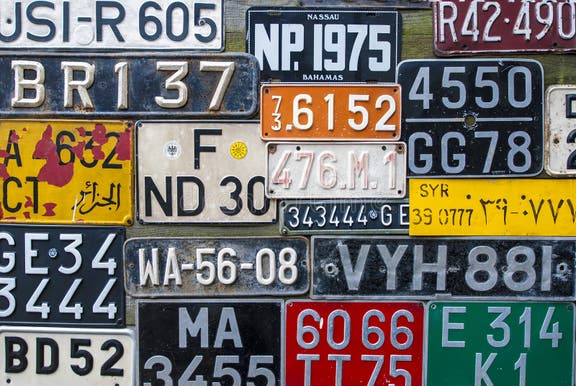 Colorful License Plates stock image. Image of auto, identification ...