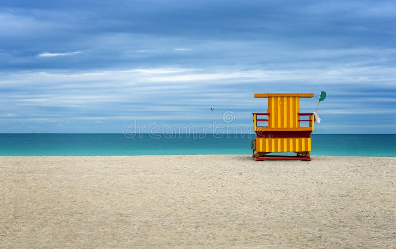 Colorful Life Guard House on the Beach. Stock Photo - Image of guard ...