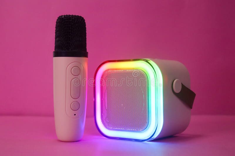 Colorful Light Bluetooth Portable Karaoke Speaker with Mini Mic Stock ...